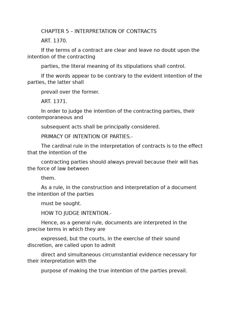 Chapter 5 - Interpretation of Contracts | PDF | Politics
