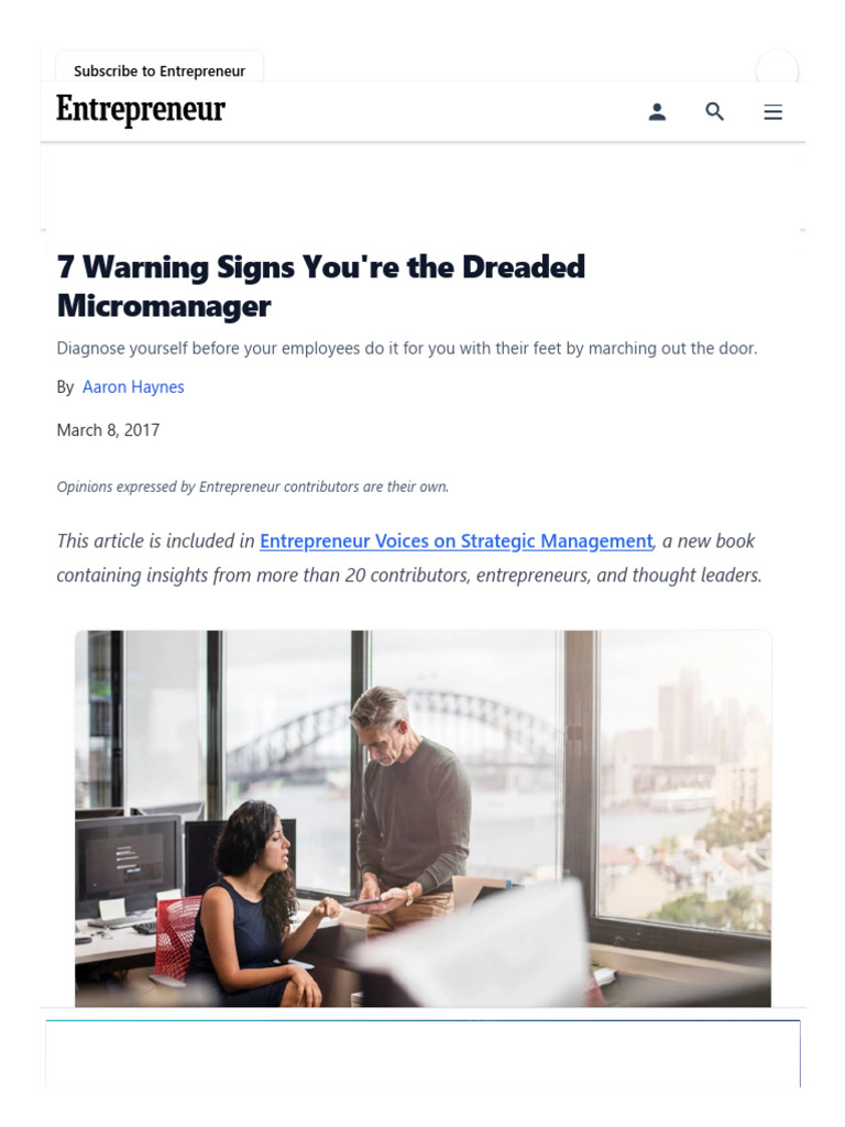7 Warning Signs You're The Dreaded Micromanager | PDF | Entrepreneurship