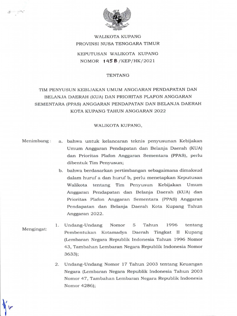 SK Tim KUA PPAS Tahun 2022 | PDF