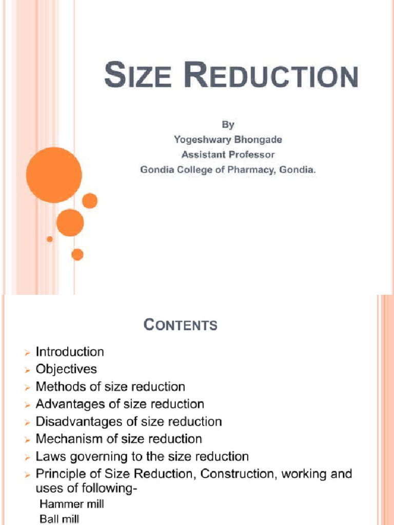 Size Reduction | PDF