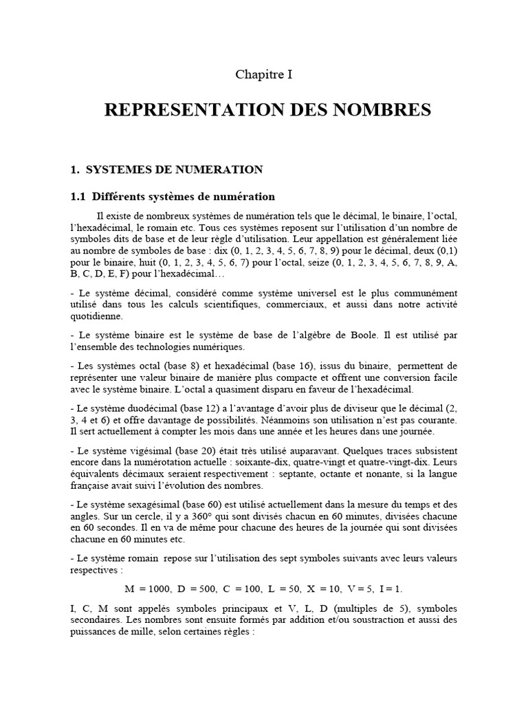 Chapitre II - Représentation Des Nombres | PDF