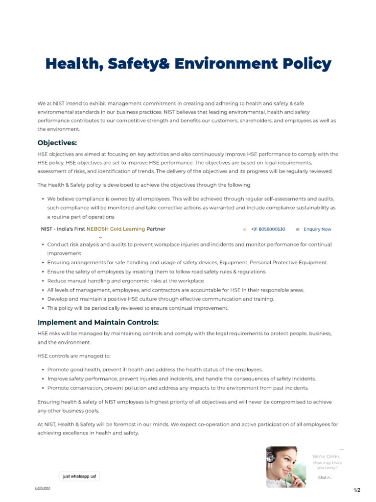 NIST HSE Policy | PDF