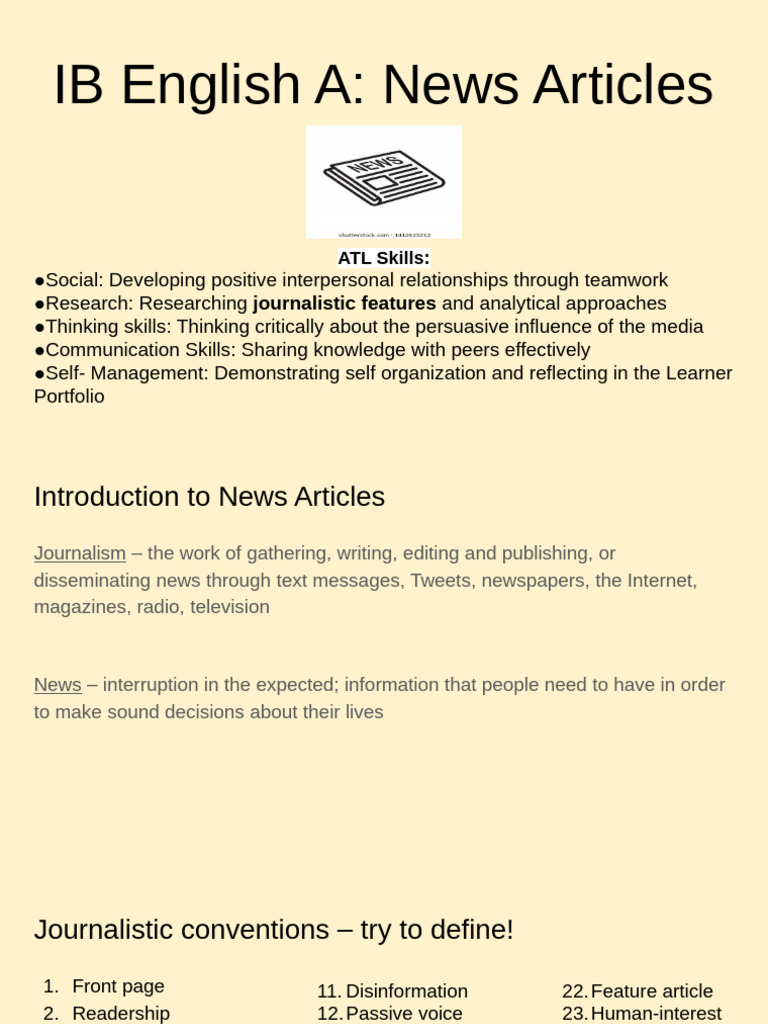 Intro To Text Types - News Articles | PDF | Housewife | News