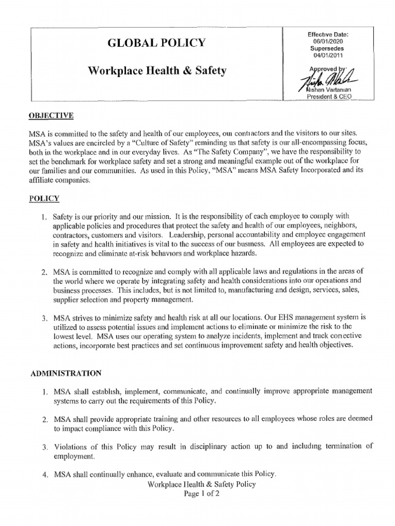 MSA Workplace Health and Safety - EN | PDF