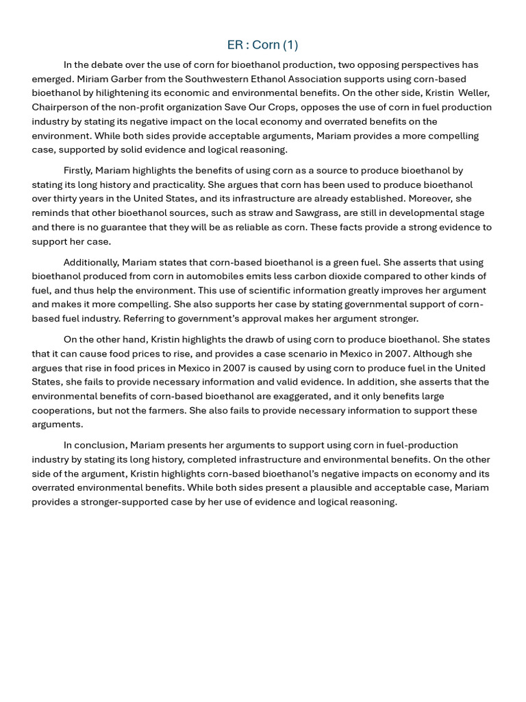 Bioethanol Corn | PDF | Biofuel | Argument
