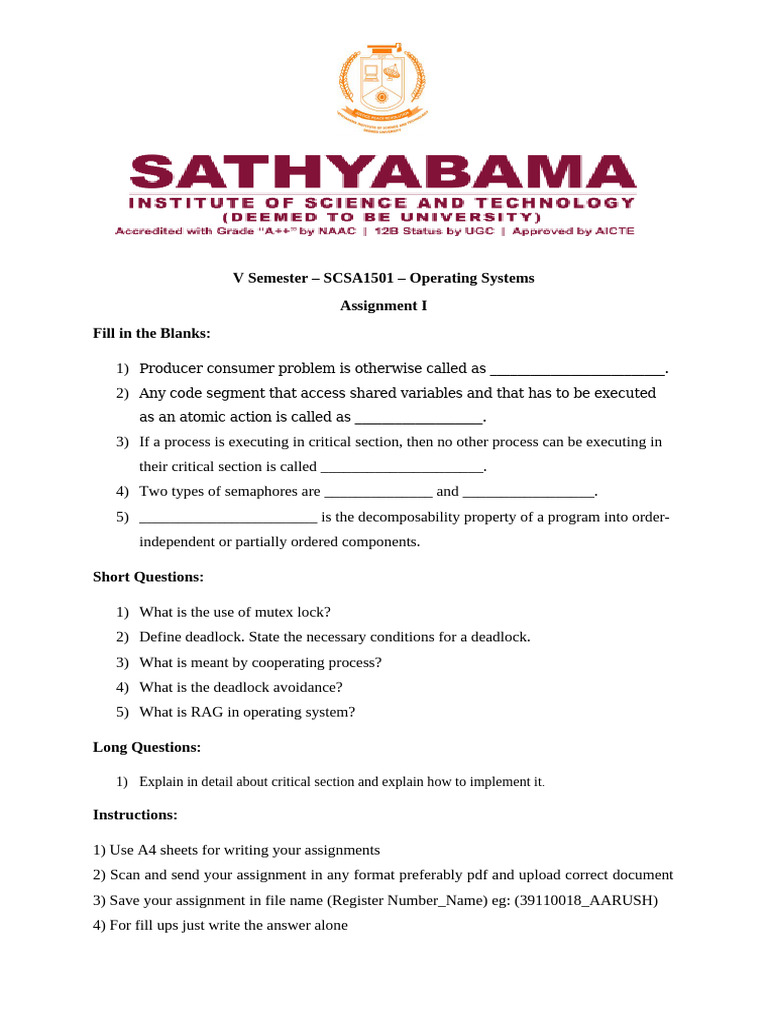 OS Assignment-2024 | PDF