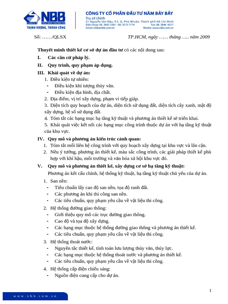 NBB - Cac Buoc Lap ND Thuyet Minh TKCS | PDF