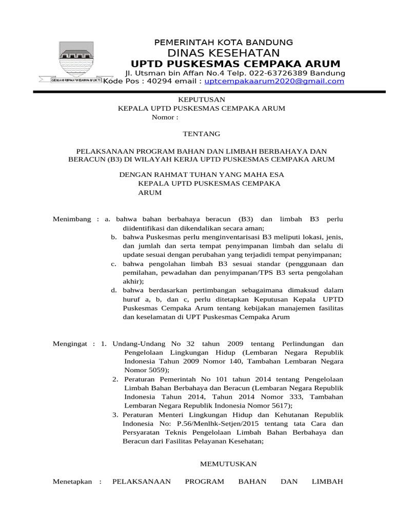 SK Program Pengelolaan Dan Limbah B3 | PDF