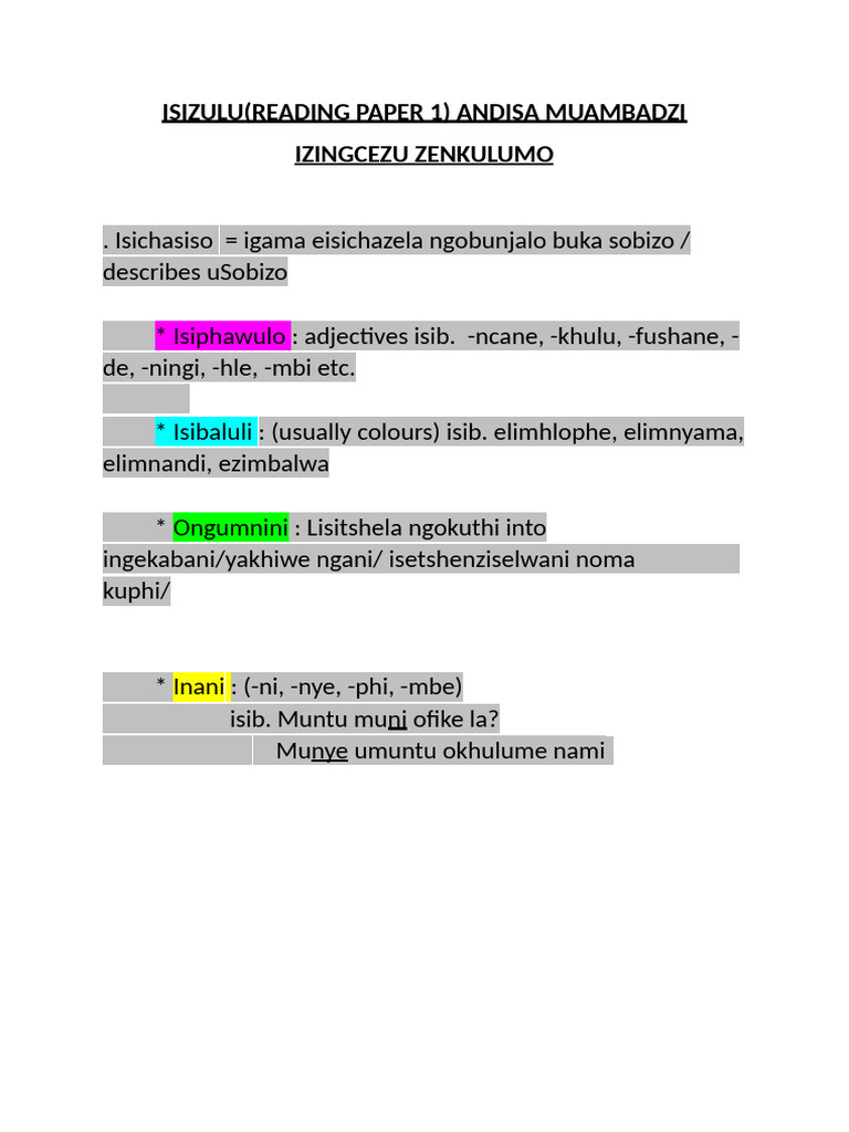 ISIZULU | PDF