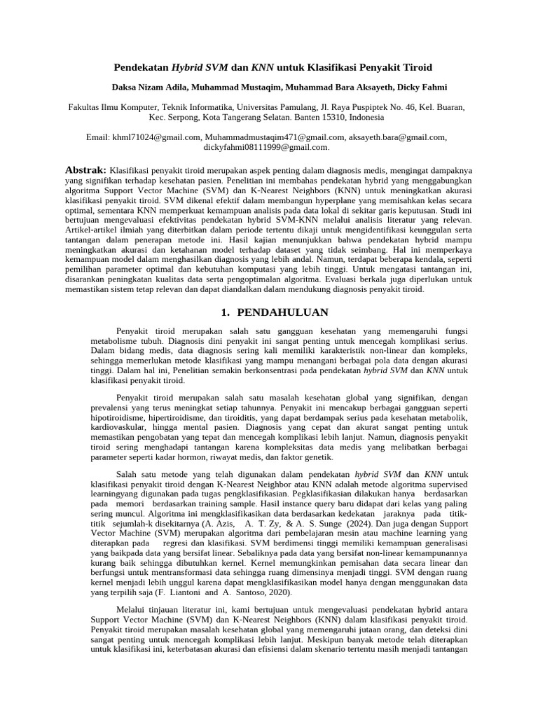 Hybrid SVM-KNN untuk Tiroid | PDF | Sains & Matematika | Komputer