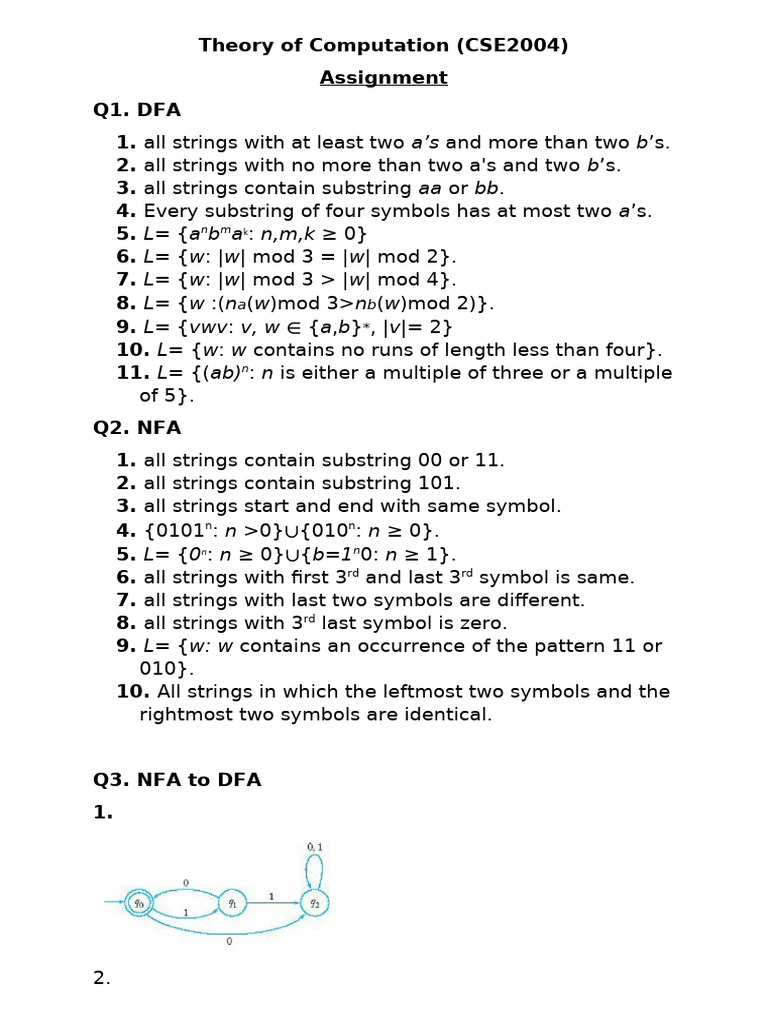 Assignment 1-RL - DFA - NFA | PDF