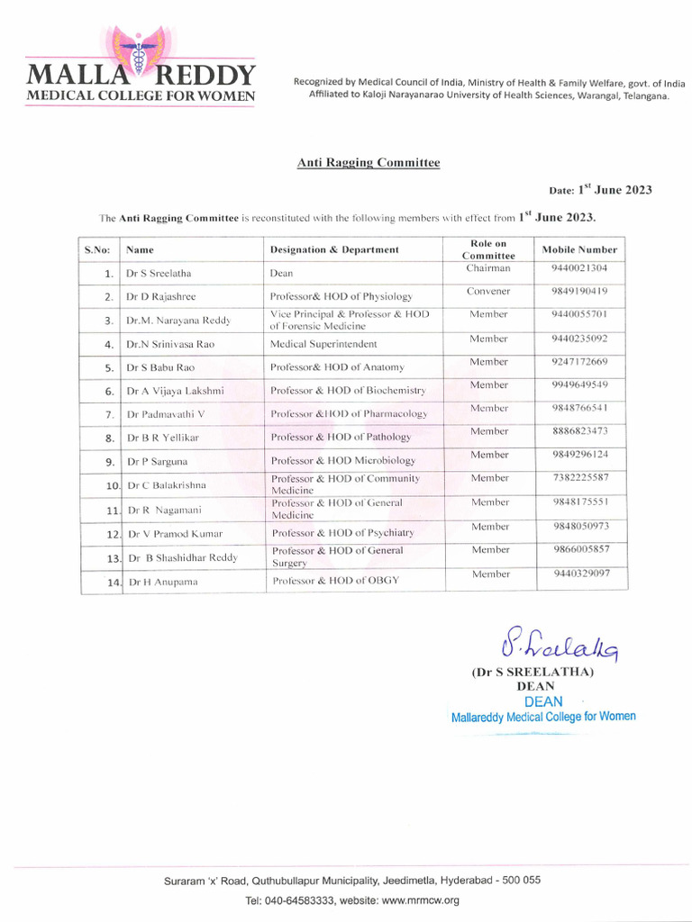 Anti Ragging Committee | PDF