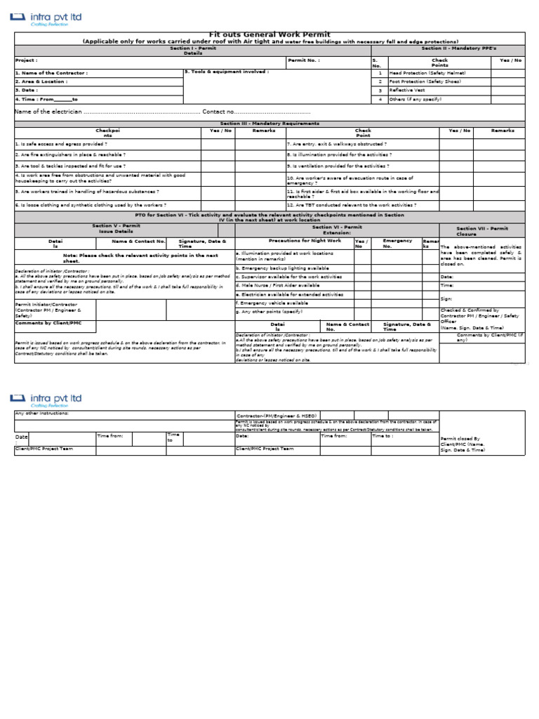 Fitouts General Work Permit | PDF | Building Engineering