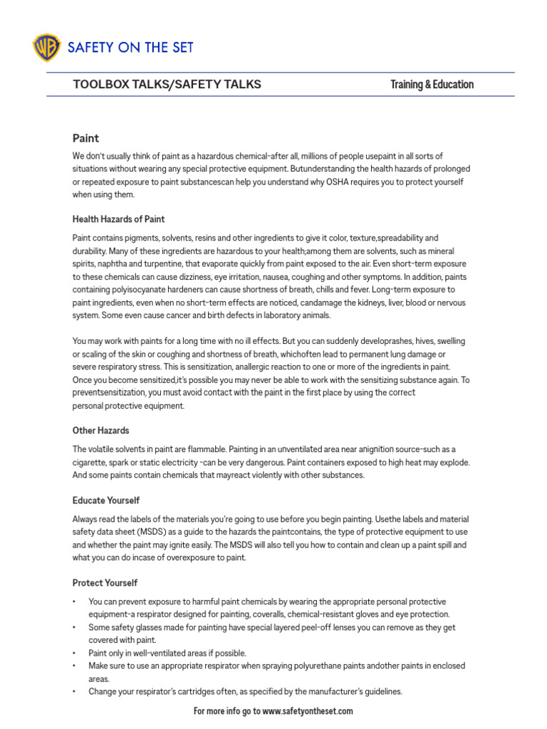 Paint Safety: Health Hazards & Protection | PDF | Paint | Solvent