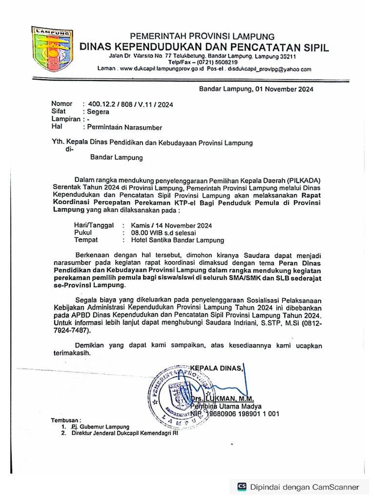 Surat Permintaan Narsum | PDF