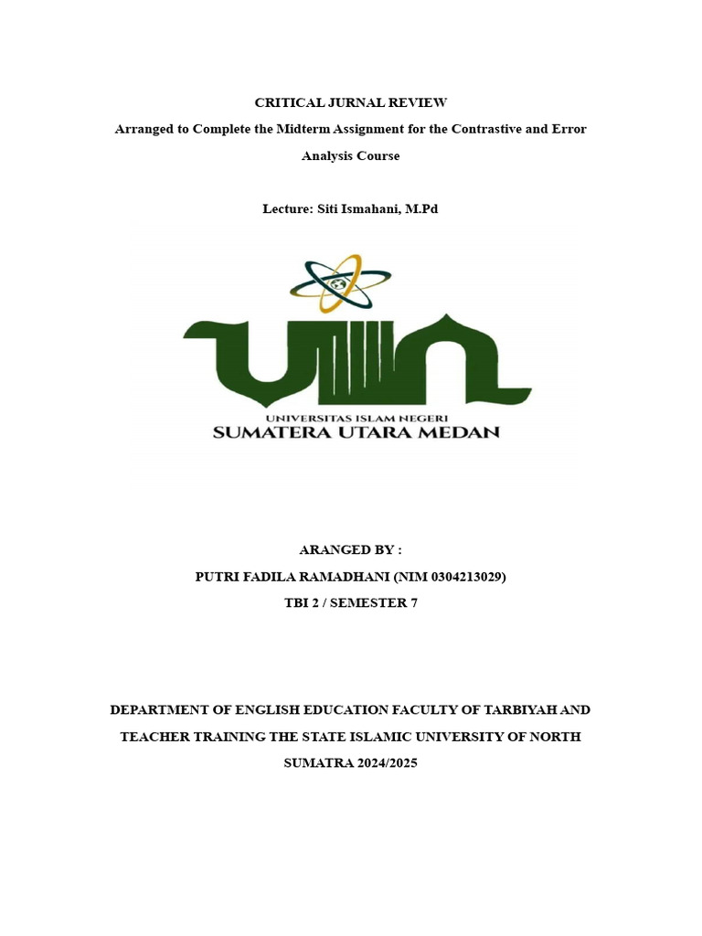 CJR Constractive and Error Analysis | PDF | Second Language | Second Language Acquisition