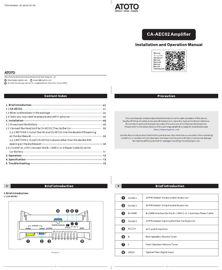 Atoto amp manual | PDF