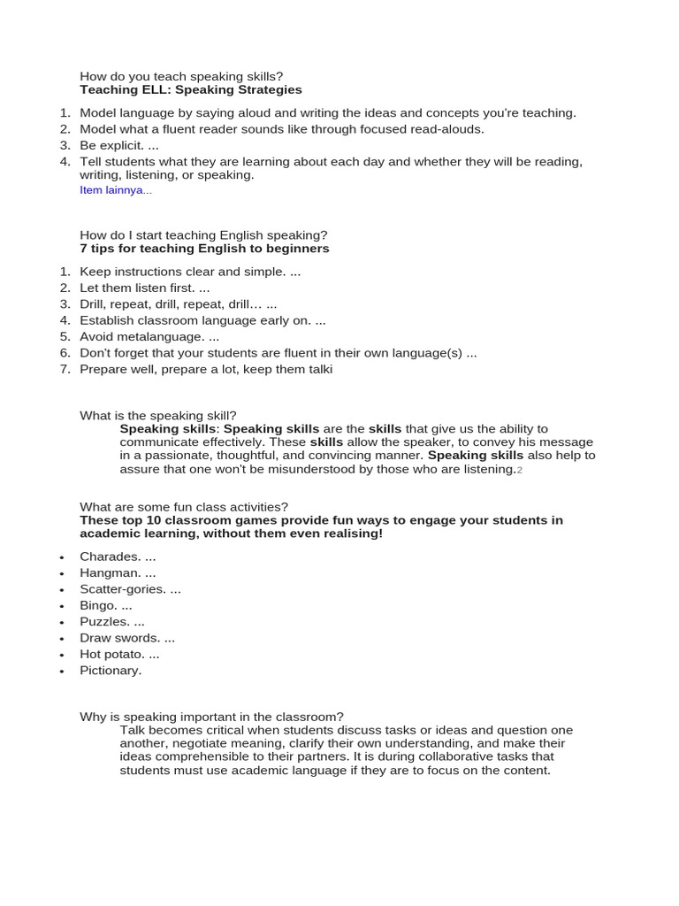 Teaching Speaking Pdf