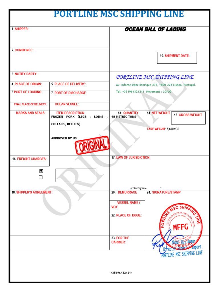 Bill of Lading Shipment To Cyprus | PDF | Cargo | Bill Of Lading