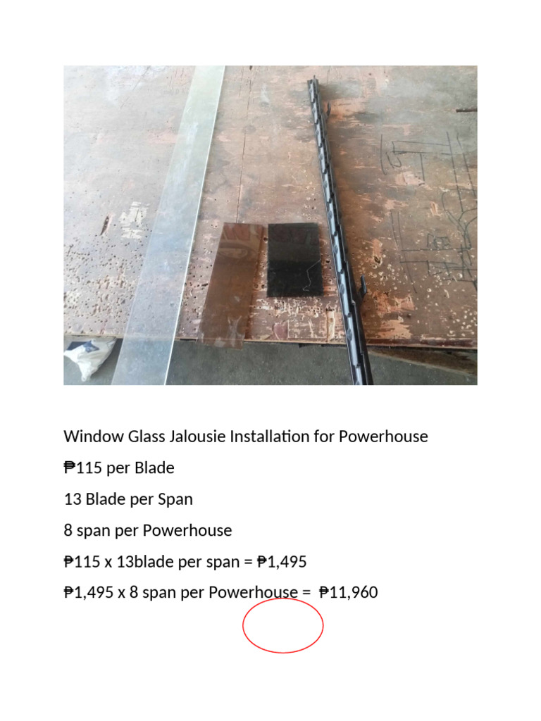 Window Glass Jalousie Installation For Powerhouse | PDF