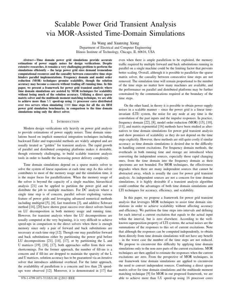Scalable Power Grid Transient Analysis Via MOR-Assisted Time-Domain Simulations | PDF | Matrix ...