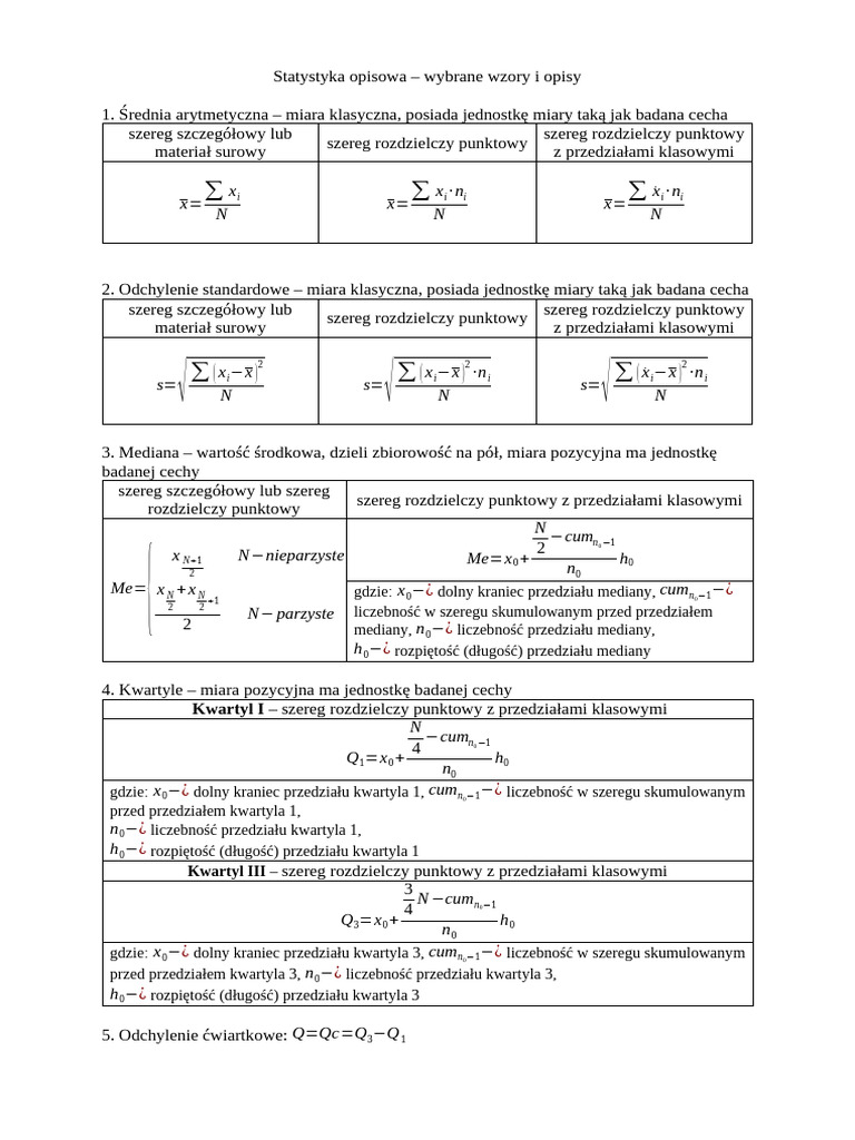 Statystyka Opisowa | PDF