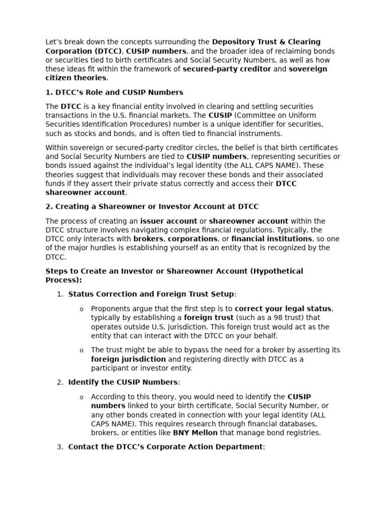 Steps To Create An Investor or Shareowner Account at The DTCC ...