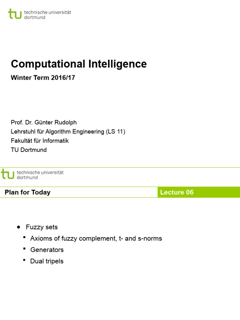 Computational Intelligence | PDF | Function (Mathematics) | Fuzzy Logic