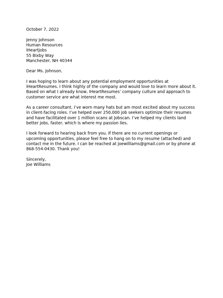 Prospecting Cover Letter | PDF