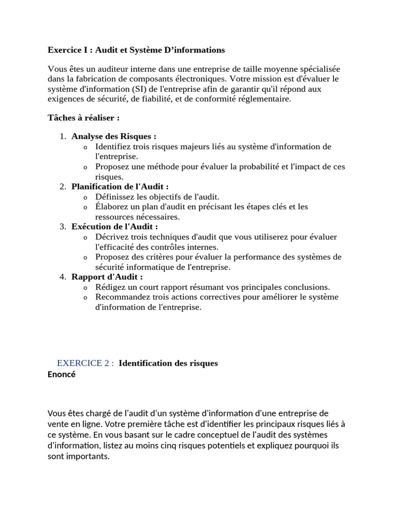 Audit des Systèmes d'Information | PDF | Sécurité des systèmes d'information | Sécurité