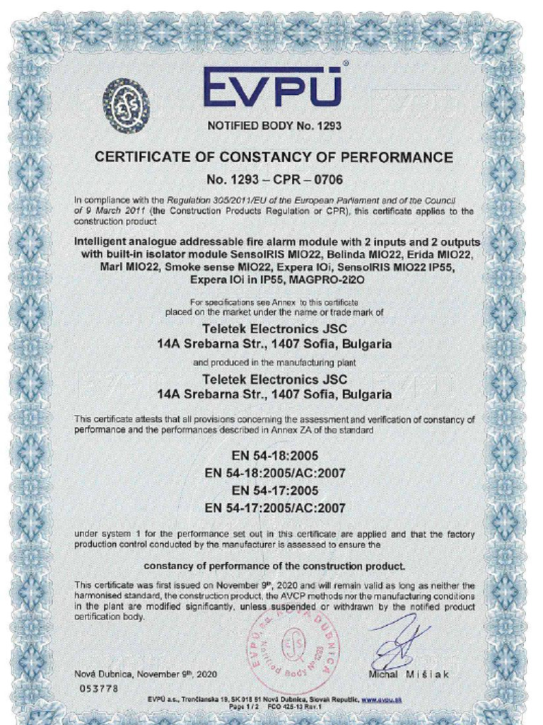 1293 CPR 0706 - SensoIRIS MIO22 | PDF