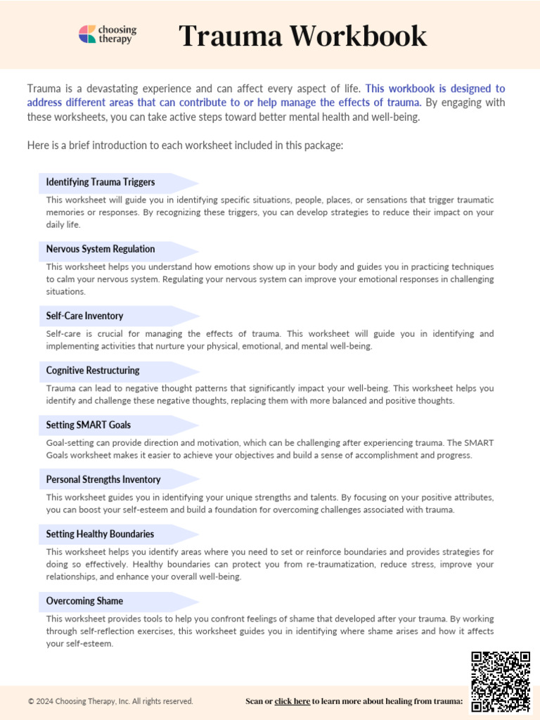 Trauma Worksheets Bundle | PDF | Psychological Trauma | Goal