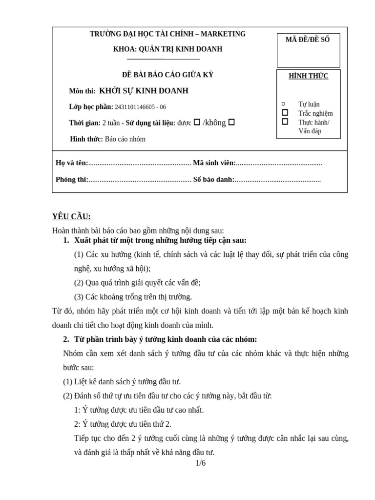 BaoCao GiuaKy KhoiSuKinhDoanh HK3 2024 TranVietTrinh DaiTra | PDF