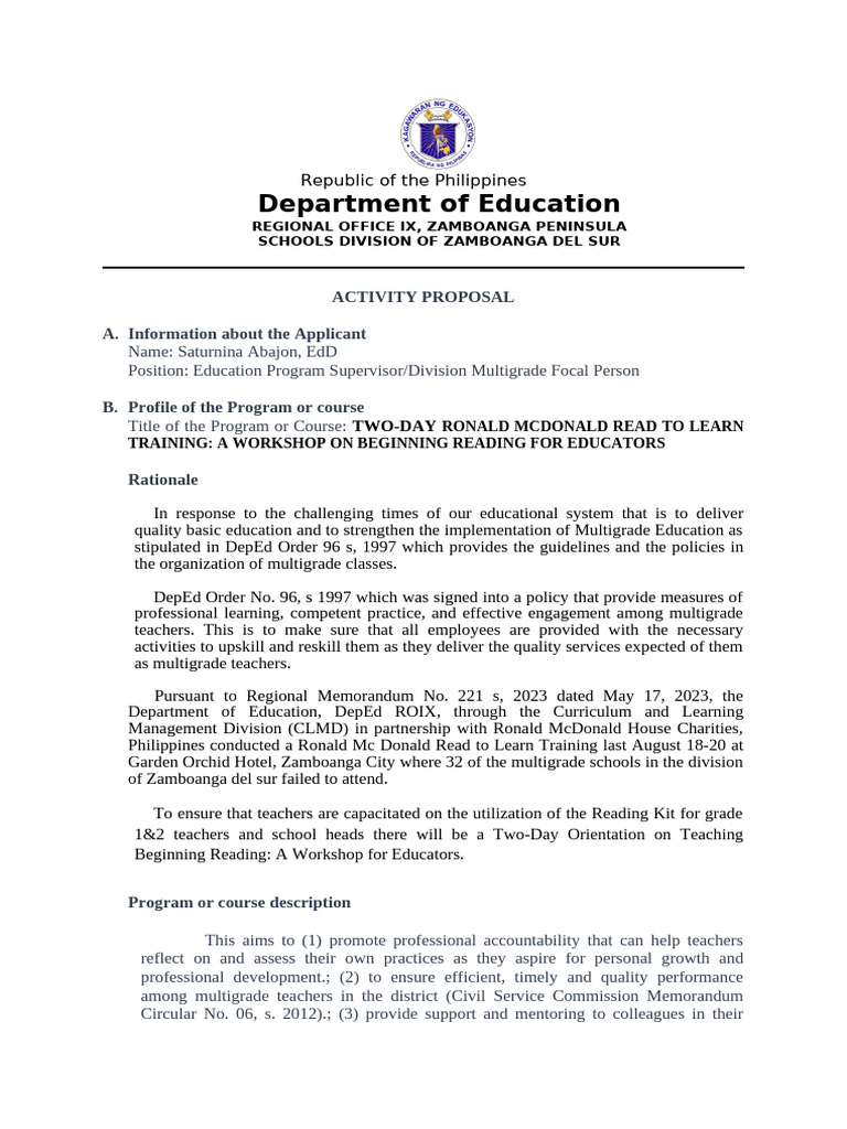 MG-PROPOSAL-DIVISION | PDF | Teachers | Learning