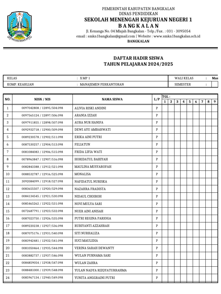 Absen Siswa 202425 | PDF
