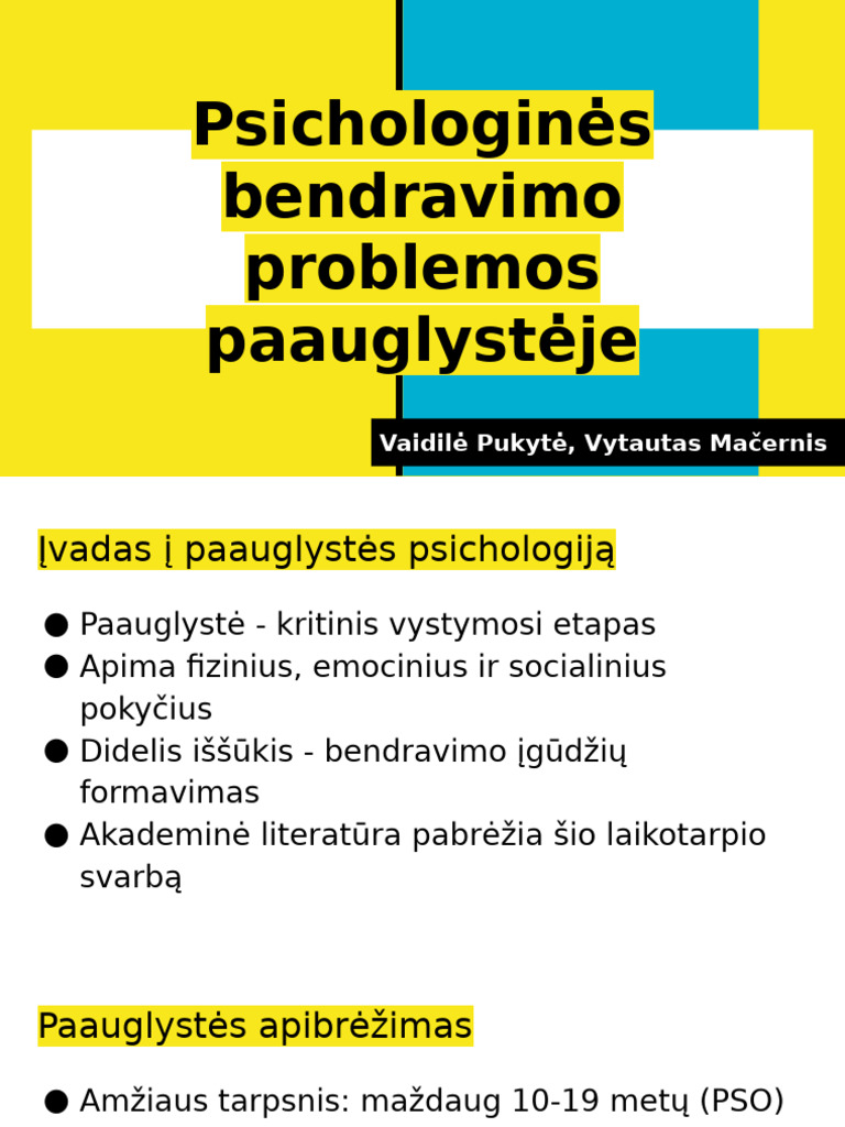 Psichologinės Bendravimo Problemos Paauglystėje - Akademinis Požiūris | PDF