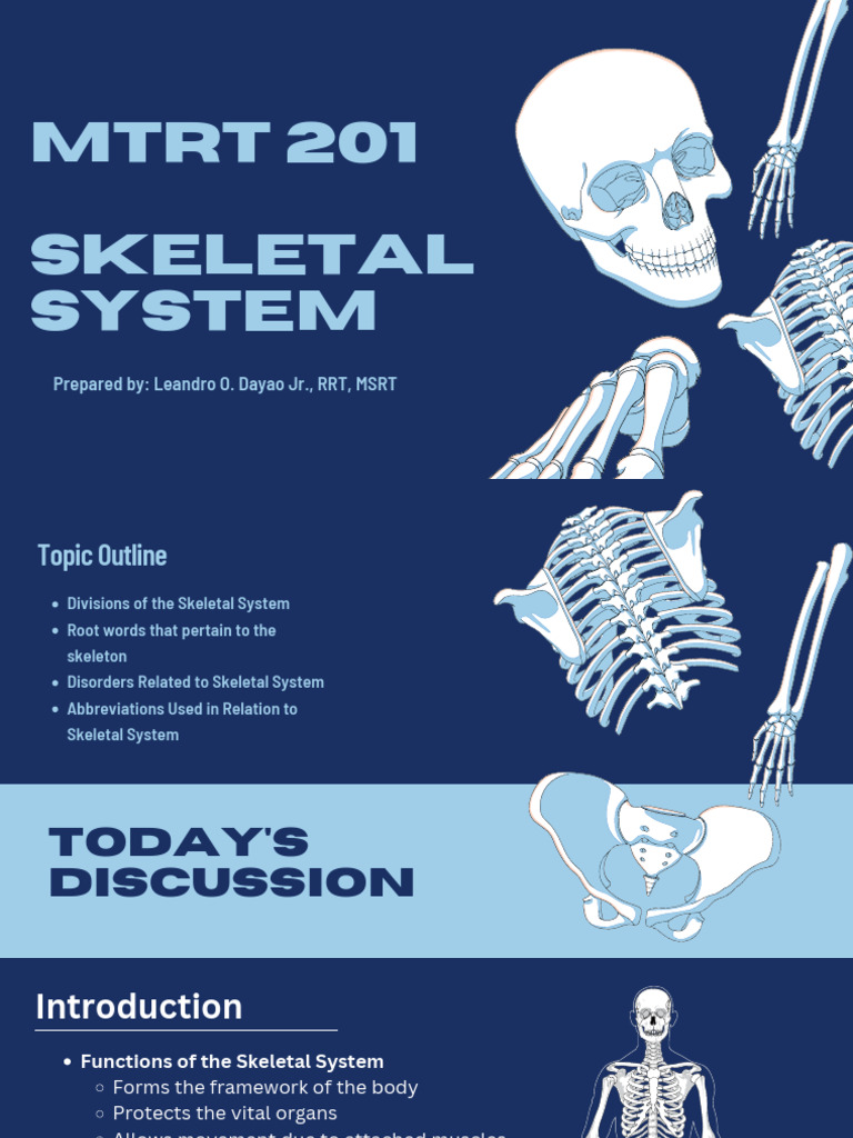 MTRT 201 Skeletal System | PDF | Bone | Skeleton