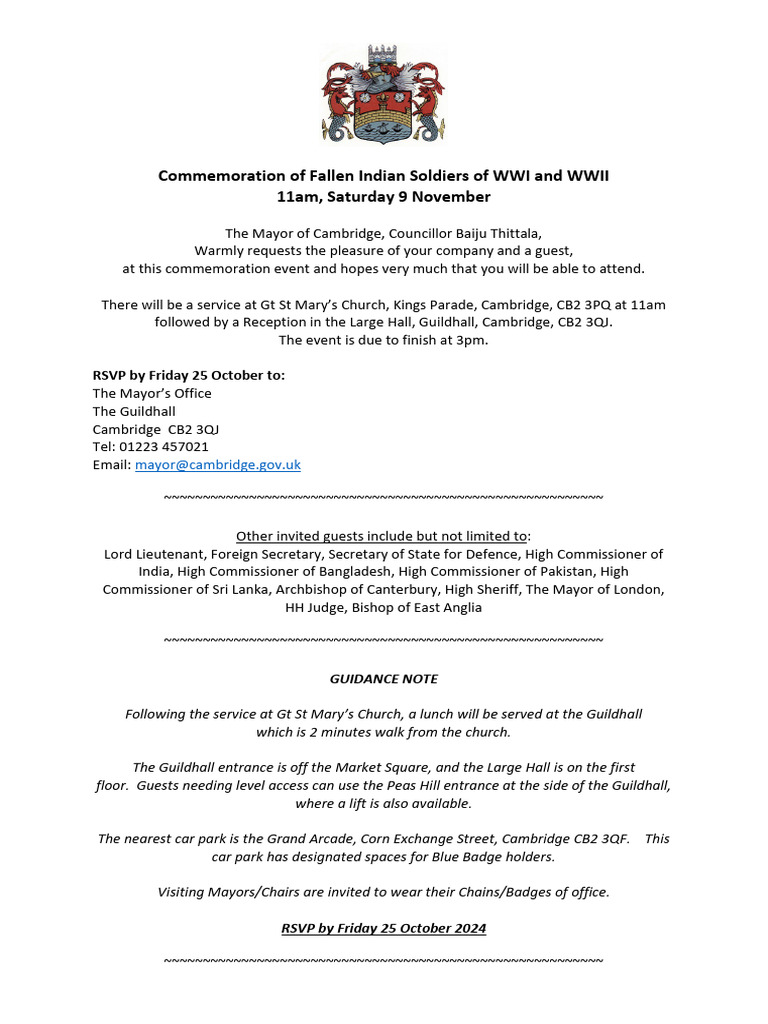 Commemoration of The Fallen Heroes Invitation | PDF | Conflicts | Military