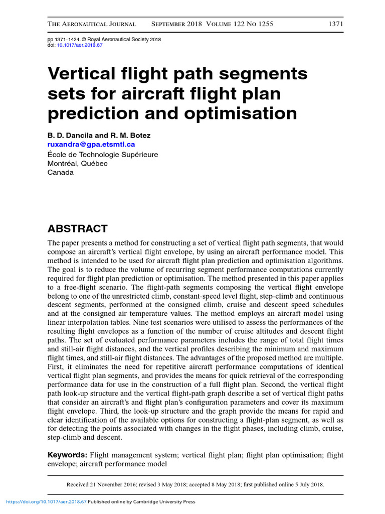 Vertical Flight Path Segments Sets For Aircraft Flight Plan Prediction ...