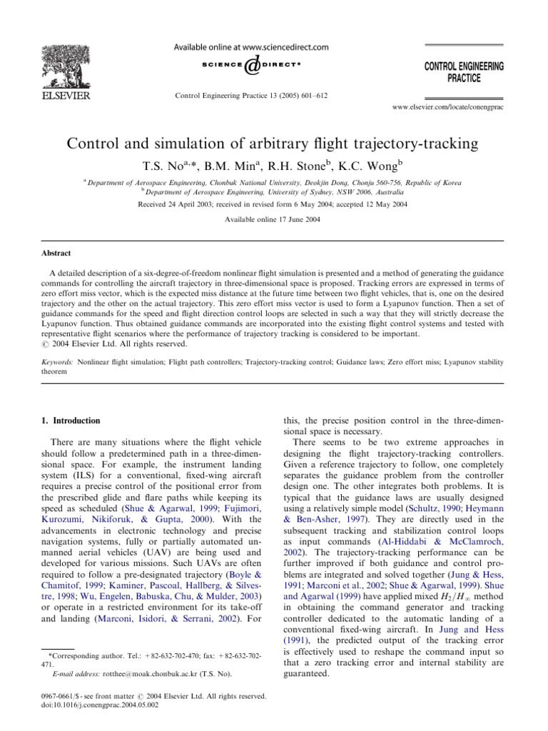 Control and Simulation of Arbitrary Flight Trajectory-Tracking | PDF | Mechanics | Classical ...