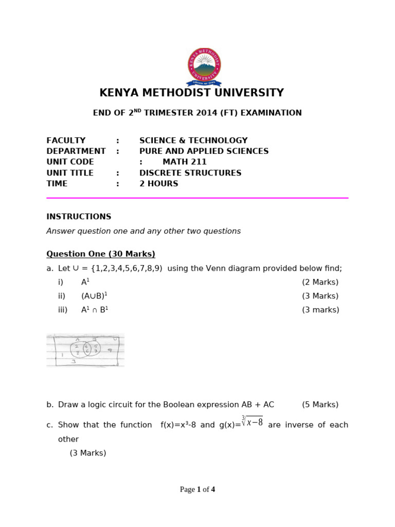 Math 211 - Discrete Structures (1) | PDF | Combinatorics | Mathematical Relations