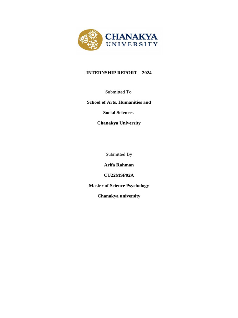 NIHMANS Internship Report - Arifa | PDF | Obsessive–Compulsive Disorder | Mental Health