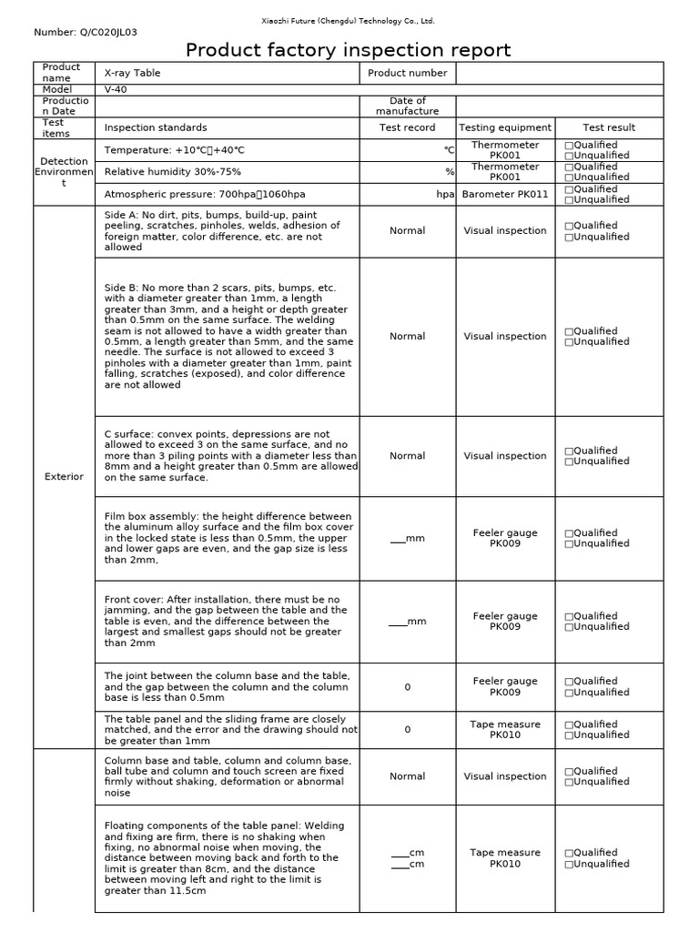 Product Factory Inspection Report | PDF | Thermometer