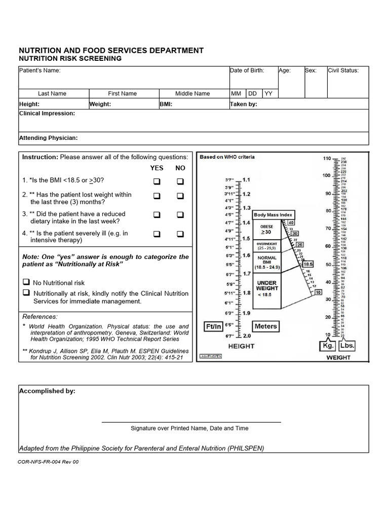 2 - Nutrition Risk Screening-Adult FORM | PDF