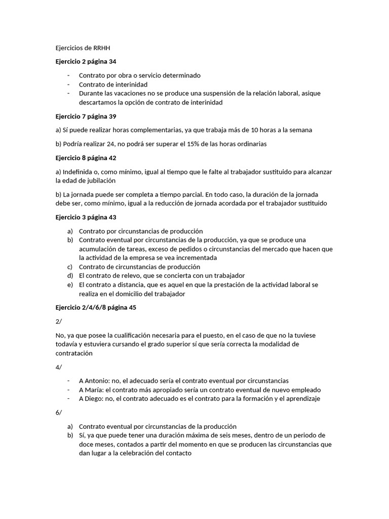 Ejercicios de RRHH | PDF | Jubilación