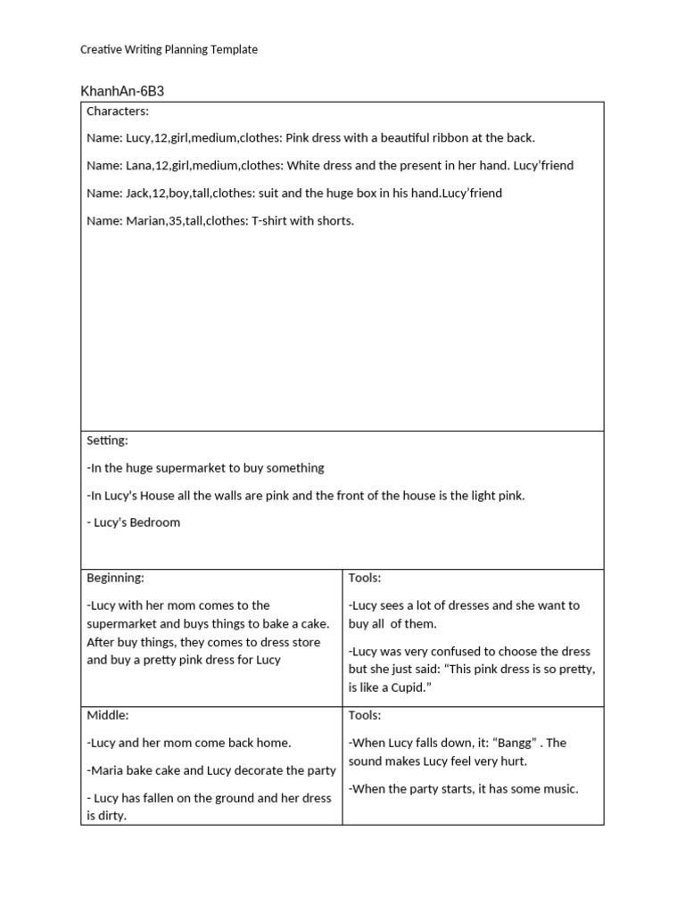 Bản Sao Của Creative Writing Plan Template | PDF