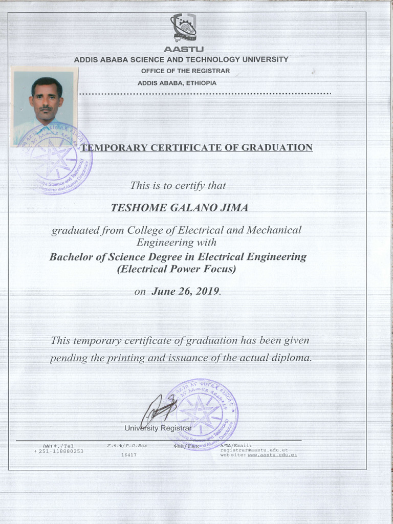 Temporary Graduation Certificate Issued | PDF