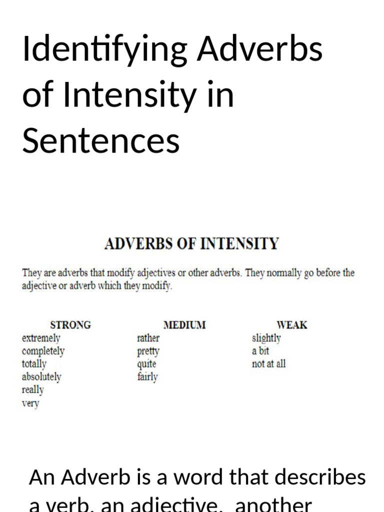 Adverbs of Intensity Guide | PDF | Language Arts & Discipline