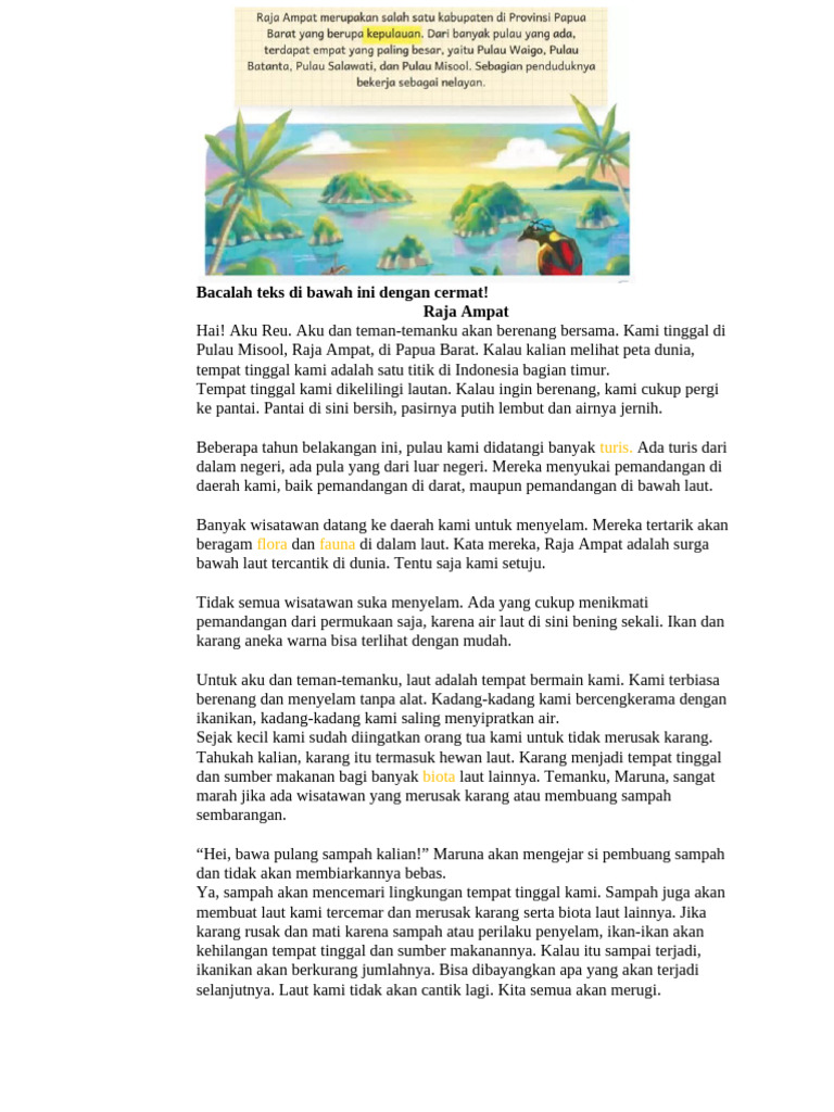 Bacalah Teks Di Bawah Ini Dengan Cermat Raja Empat | PDF