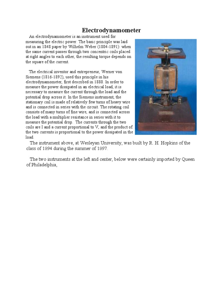 Electrodynamometer | PDF | Electromagnetism | Force